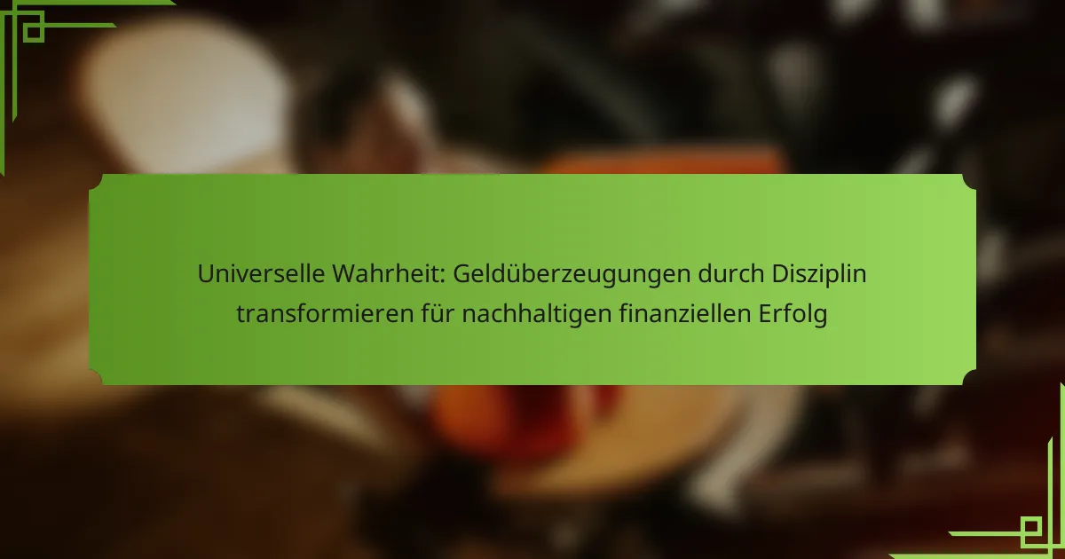 Geldüberzeugungen transformieren: Disziplin für finanziellen Erfolg